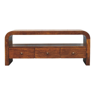 Media unit Solid Wood Darcy 3 drawer Open Shelf Chestnut Artisan ...