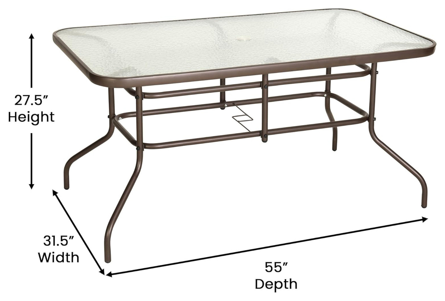 Indoor Outdoor Dining Table, Powder Coated Metal Frame With Glass Top ...