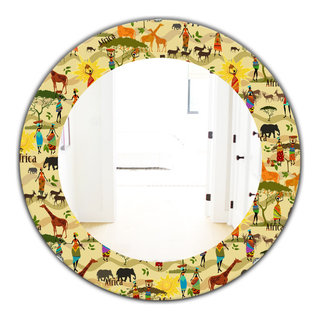 Designart Ethnic African Texture Bohemian Frameless Oval Or Round Wall ...