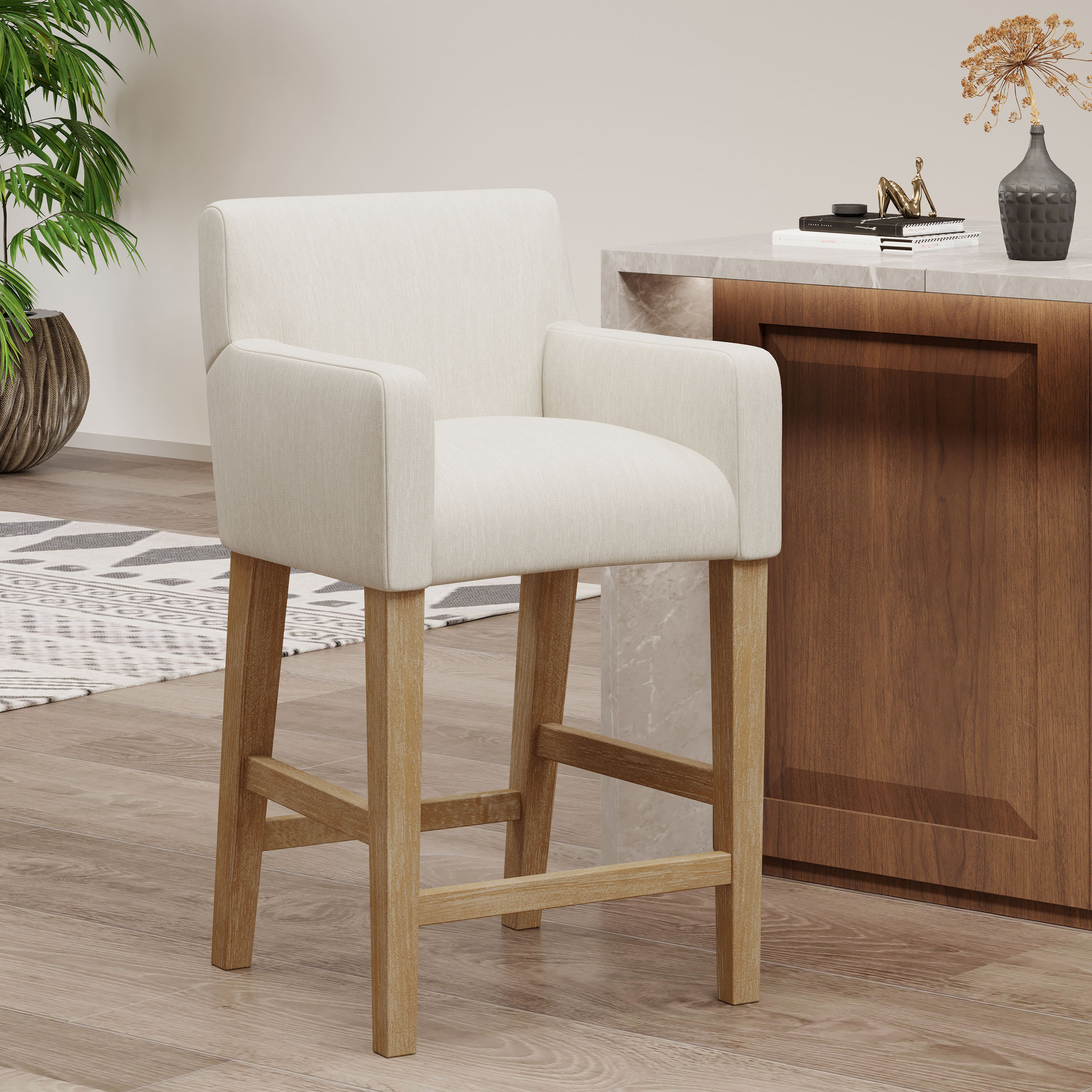 Chaparral Contemporary Fabric Upholstered Wood 26" Counter Stool ...