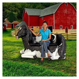 Cowch Holstein Cow Bench - Traditional - Garden Statues And Yard Art ...