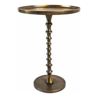 Retro Brass Pedestal Side Table - Transitional - Side Tables And End ...
