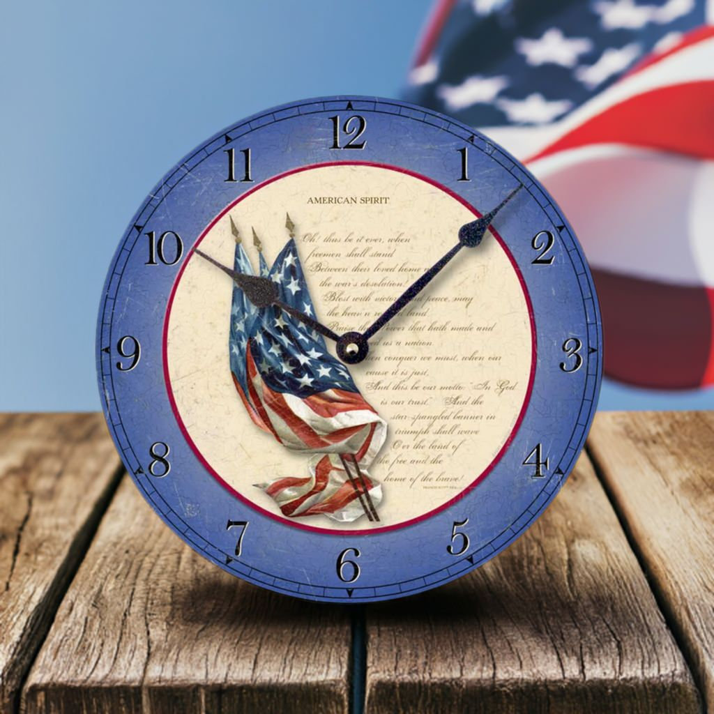Vintage-Style American Flag Wall Clock - Rustic - Wall Clocks - by ...