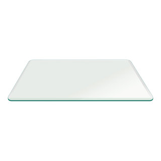 Rectangle Glass:16X52'' 1/2 Thick, Beveled Tempered Radius Corners, 18 ...