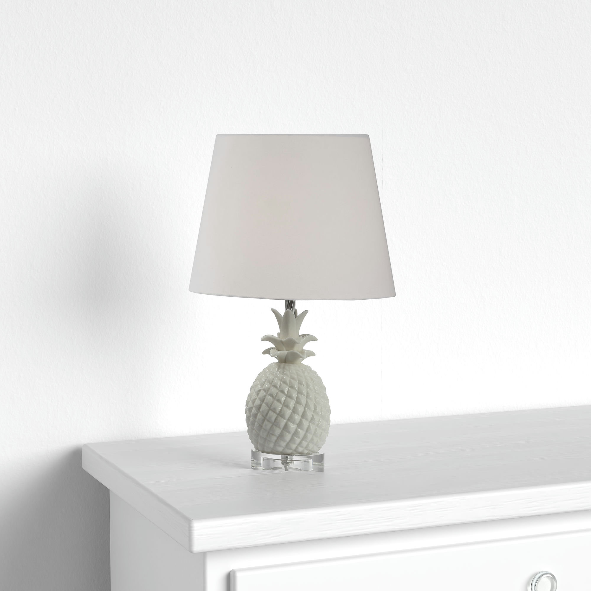 1 Light Incandescent Table Lamp White Finish with White Shade ...