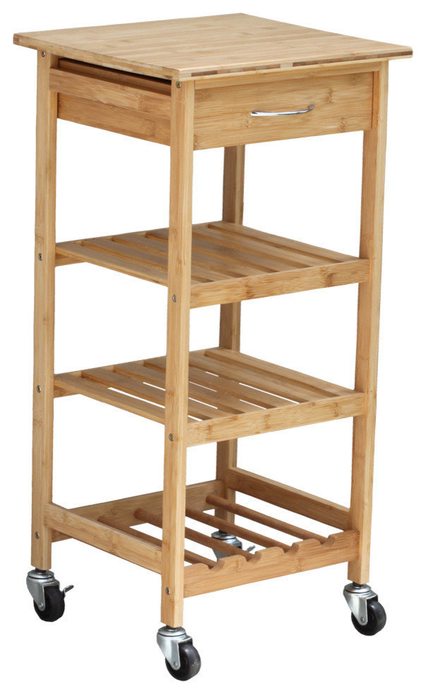 Oceanstar Bamboo Kitchen Trolley - Transitional - Kitchen Islands And ...