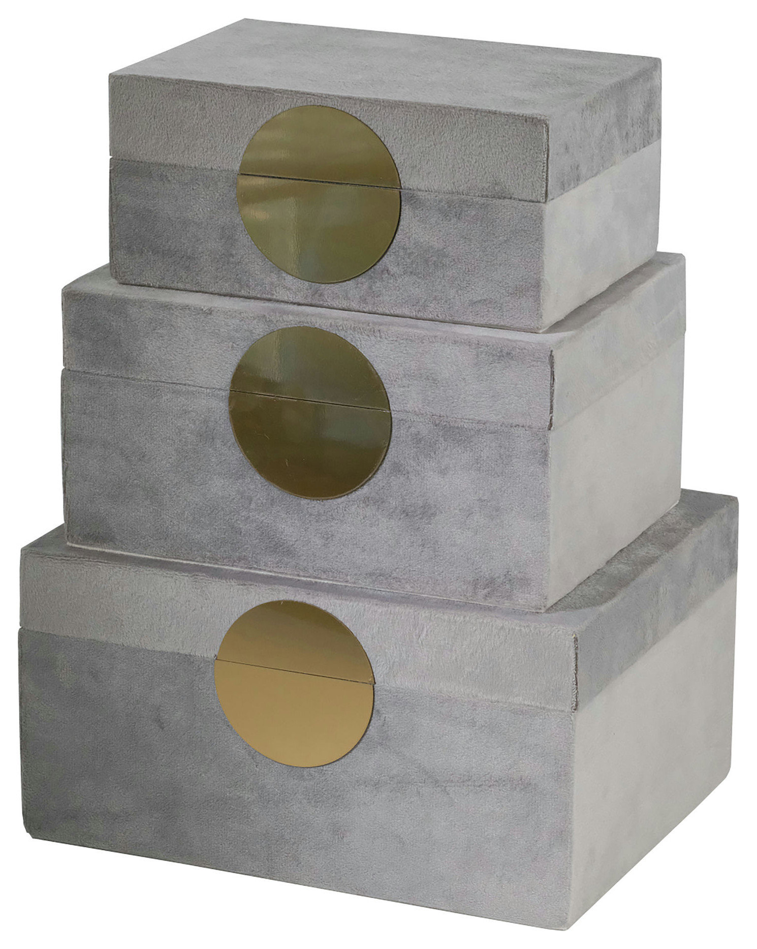 S/3 7/8/9"l Velveteen Jewelry Box, Grey - Contemporary - Jewelry Boxes ...