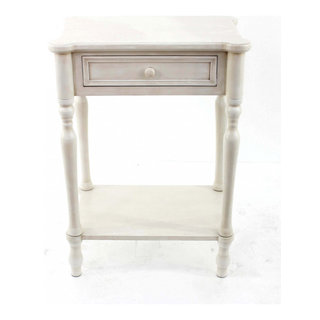 15.75" x 23" x 28" White, 1 Drawer, Country Cottage End Table ...