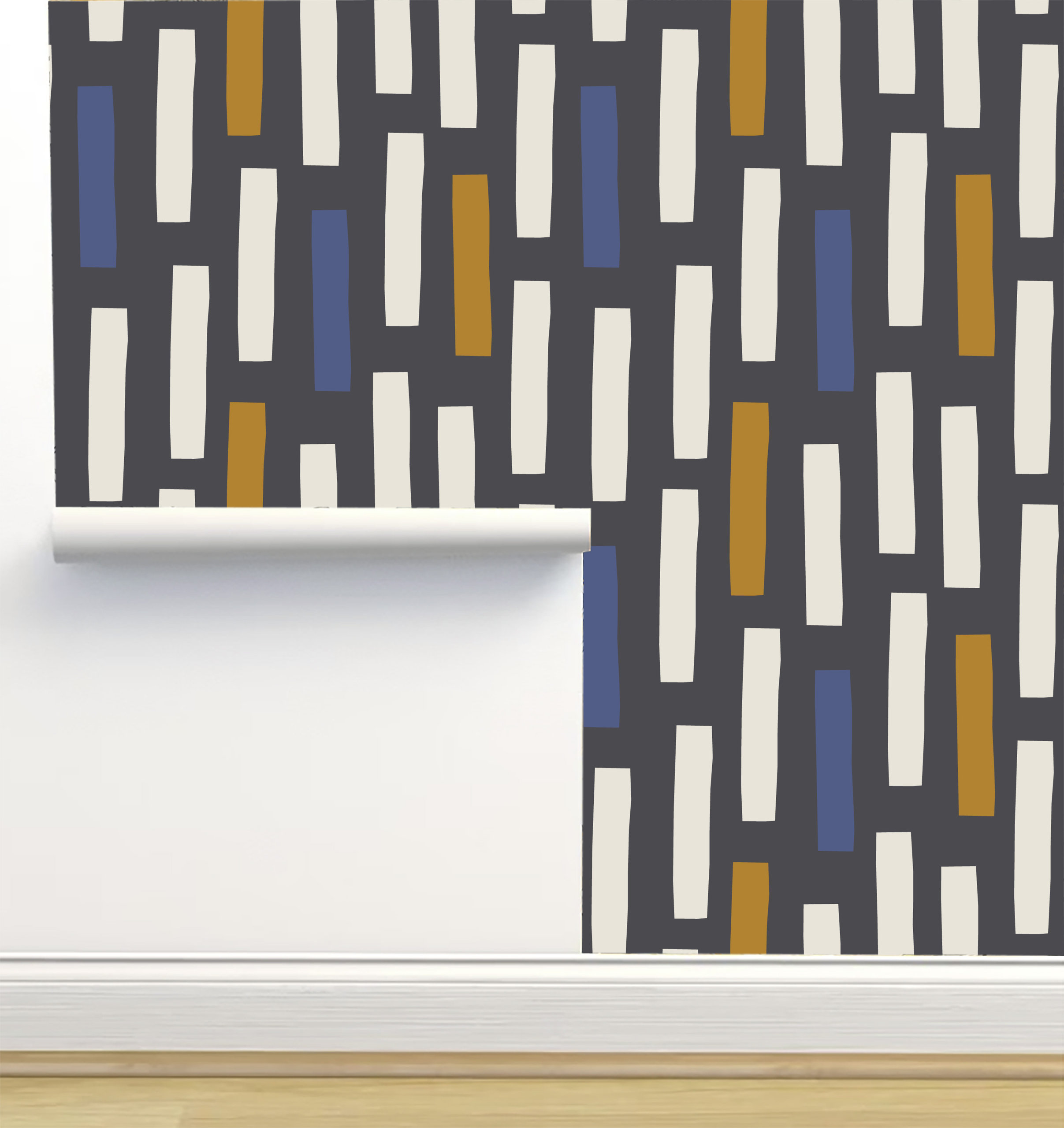 Block Mustard Ivory Wallpaper by Julia Schumacher, 24"x72 ...