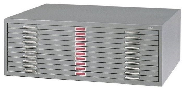 Safco 10 Drawer Flat Files Metal Cabinet for 30" x 42" Documents in ...
