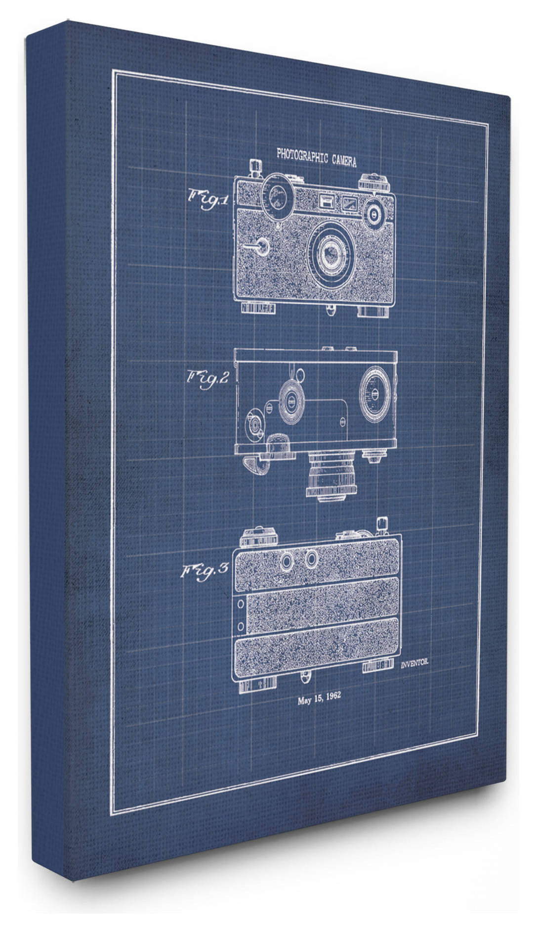 "Vintage Camera Blueprint" Oversized Stretched Canvas Wall Art, 24 x 1. ...