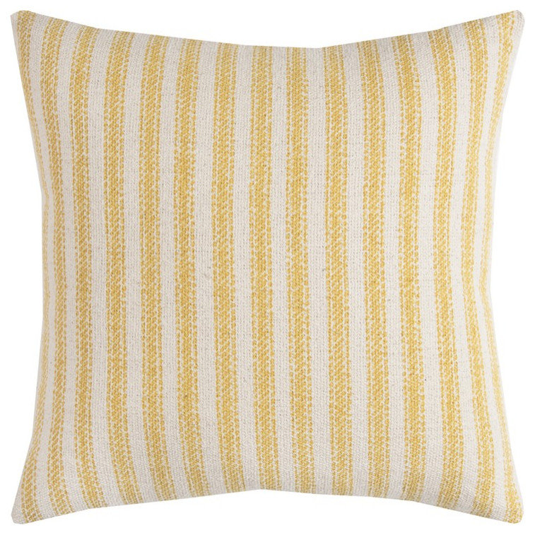 Yellow Natural Ticking Stripe Throw Pillow - Contemporary - Decorative ...