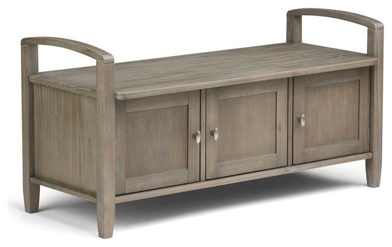 Atlin Designs Transitional Wood Entryway Storage Bench in Distressed ...