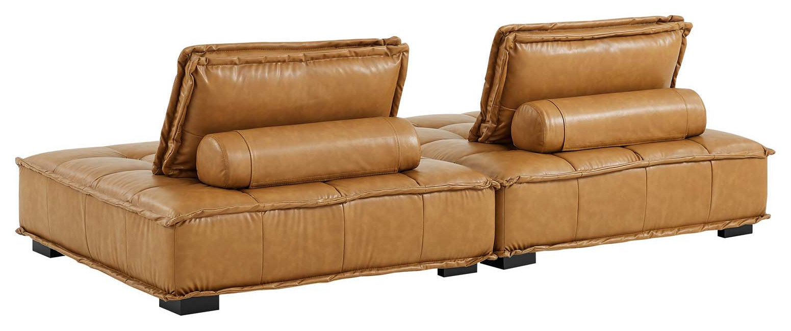 Modular Deep Tufted Sofa, Tan, Fabric, Modern, Lounge Cafe Hotel ...