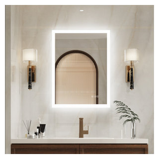Frameless LED Bathroom Mirror With Front/Back Light, Dimmer, Defogger ...