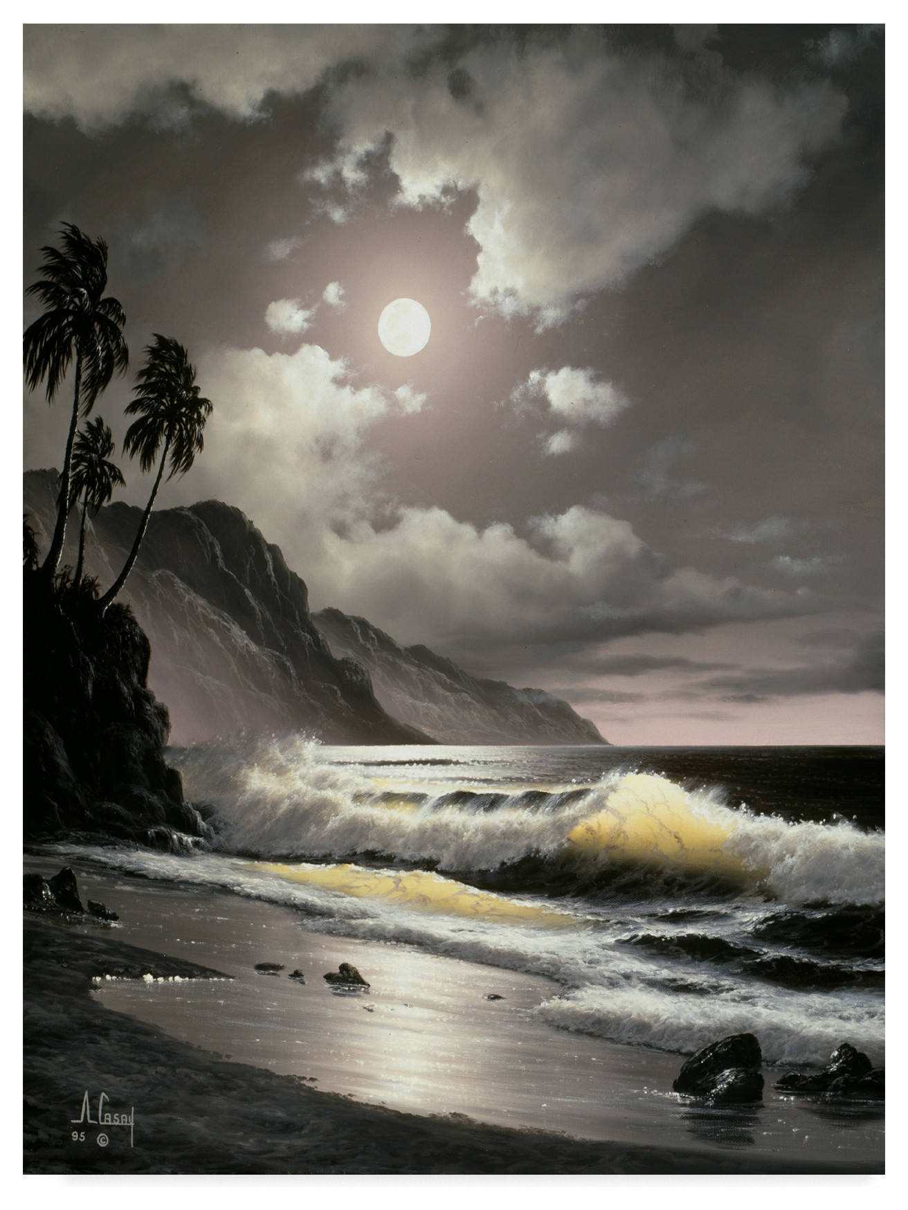 "Water Under The Moon 19" by Anthony Casay, Canvas Art, 47"x35" - Tropical - Prints And Posters ...