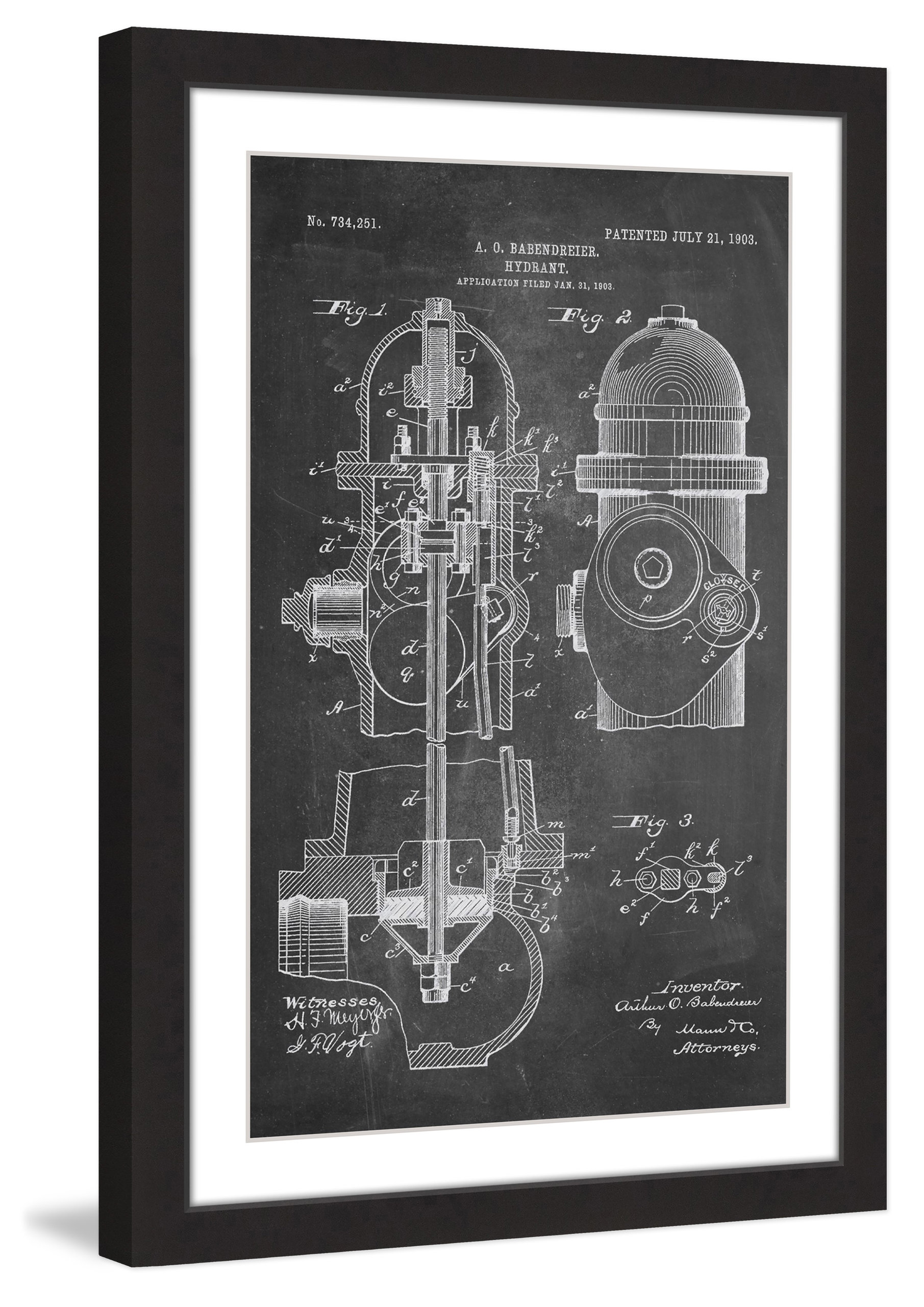 "Hydrant 1903 Chalk" Framed Painting Print, 20x30 - Contemporary ...