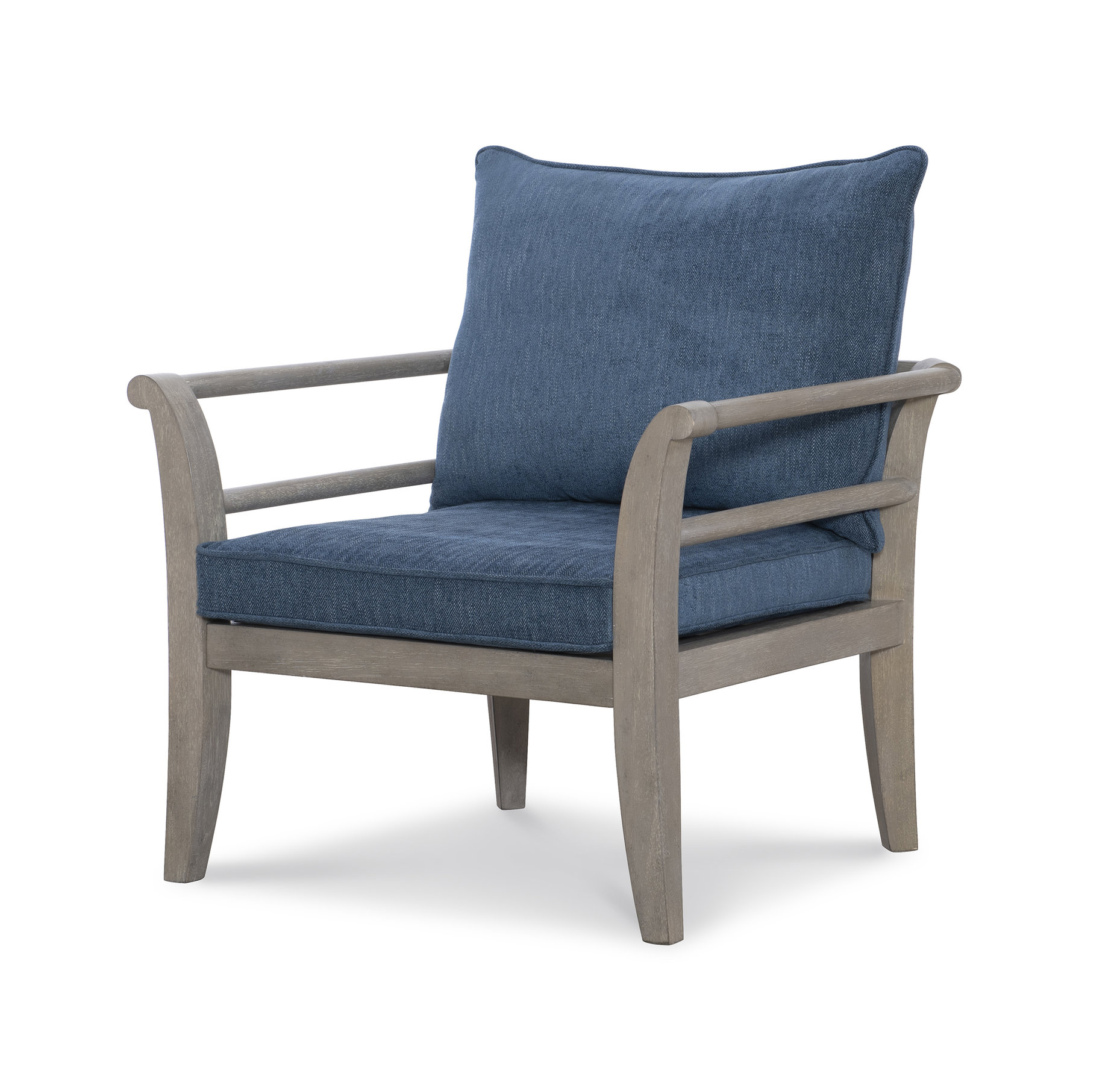 Sawyer Curved Arm Blue Chair, Blue - Transitional - Armchairs And ...