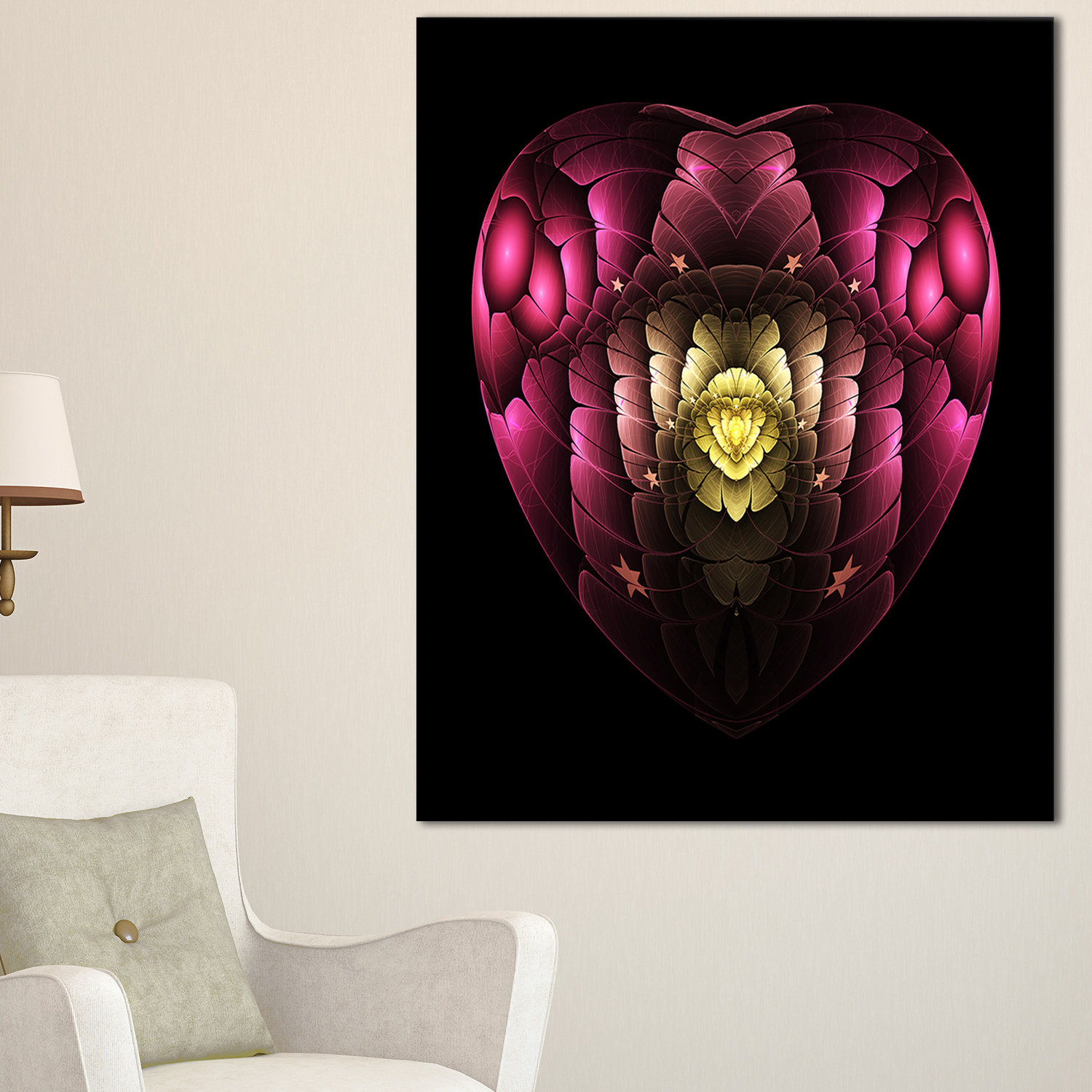 "Isolated HeArt, Digital Art, Fractal Flower" Large Wall Art, 16"x32 ...
