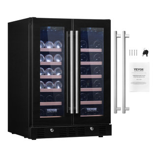 VEVOR 78 Cans 20 Bottle Fridge Stainless Steel Wine Cooler With LED ...