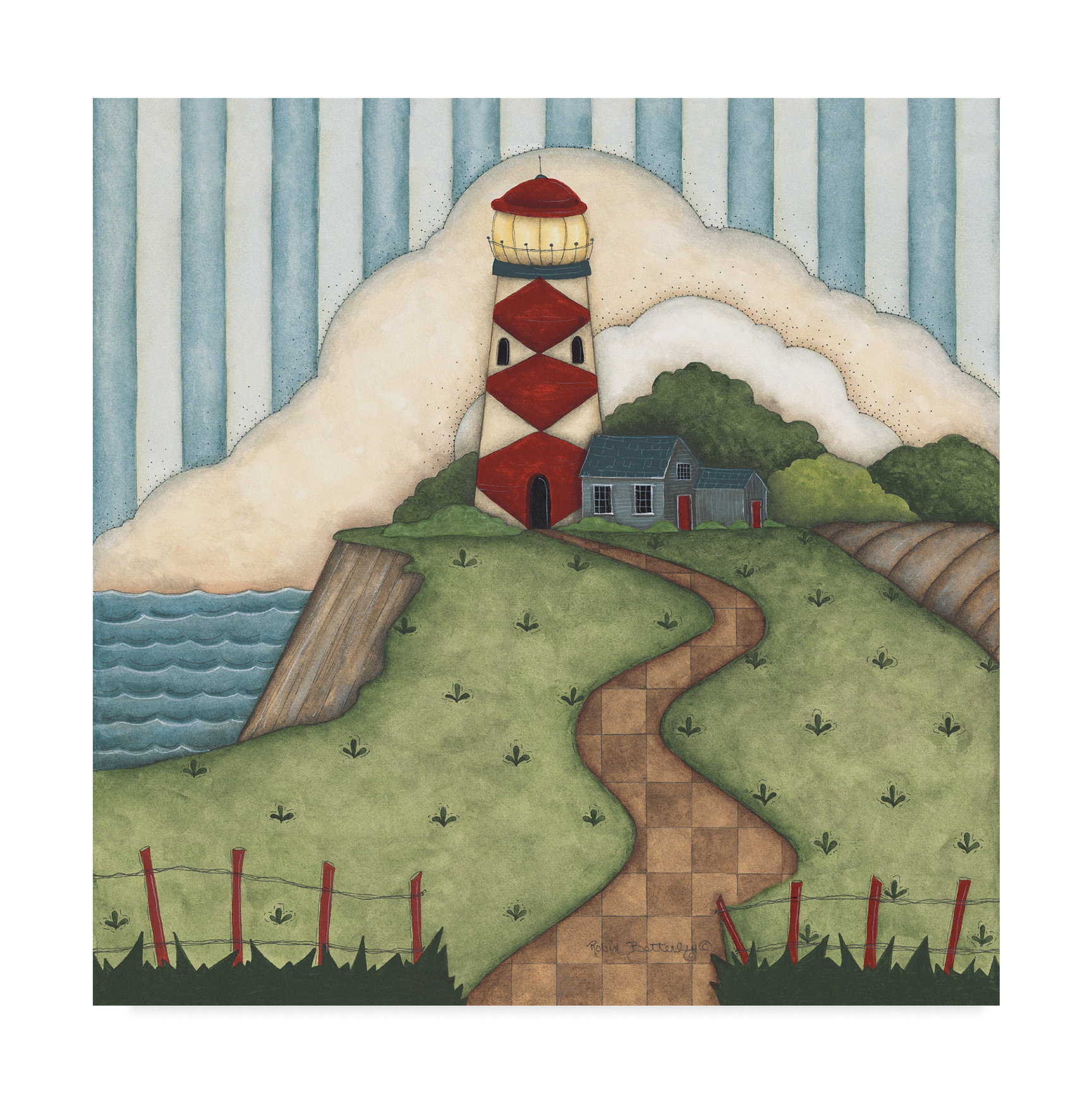 Robin Betterley 'Red Diamond Lighthouse' Canvas Art, 18"x18" - Beach ...