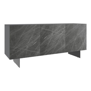 Hugo buffet in gray marbled porcelain with storage. - Contemporary ...