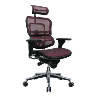 Plum and Silver Adjustable Swivel Mesh Rolling Executive Office Chair ...
