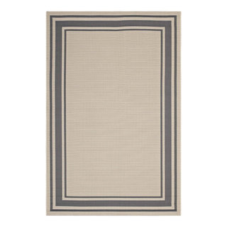Sophisticated Rim Solid Border Borderline Indoor/Outdoor Area Rug ...