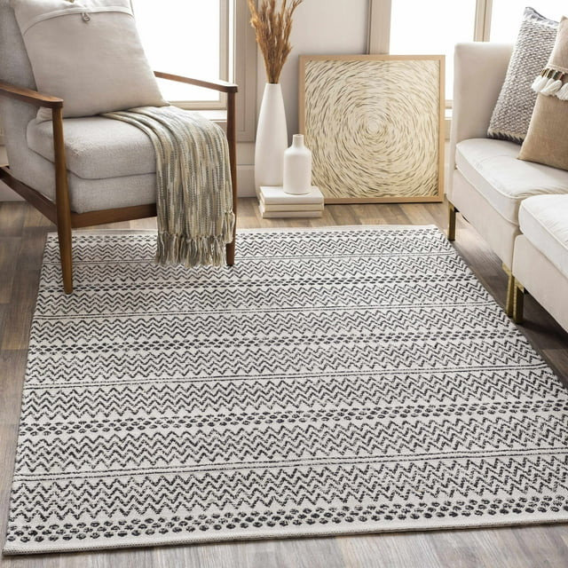 Rectangular Area Rug with Bold Geometric Zig Zag Pattern, 5' X 7'3 ...