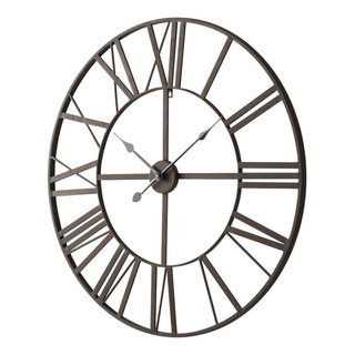 Pender Matte Black Iron 30" Round Wall Clock - Industrial - Wall Clocks ...
