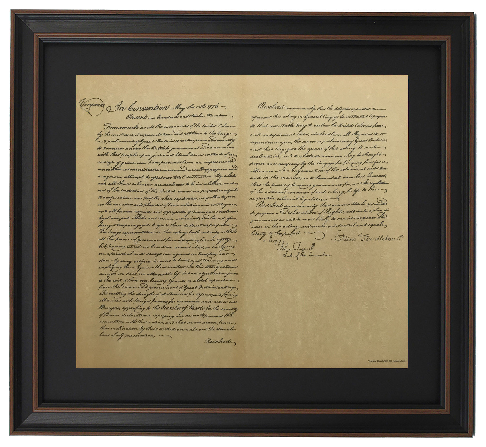 Framed Virginia Resolution of Independence - Traditional - Prints And ...