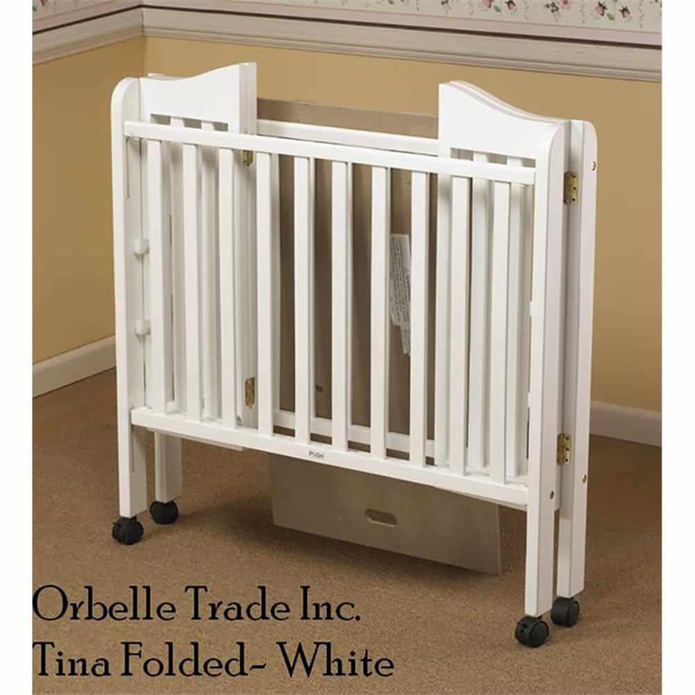 Orbelle Noa Three Level Modern Solid Wood Mini Portable Crib in White ...