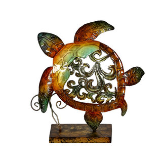 Rustic Metal and Capiz Shell Table Top Turtle, 9" - Beach Style ...
