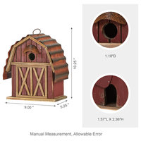 10.25" H Wood Barn Bluebird House for Garden Hand Painted Hanging ...