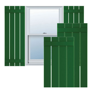 True Fit PVC Bungalow Fixed Mount Shutters, Pair, Primed, 12Wx25"H, 23 ...