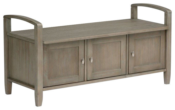 Atlin Designs Transitional Wood Entryway Storage Bench in Distressed ...