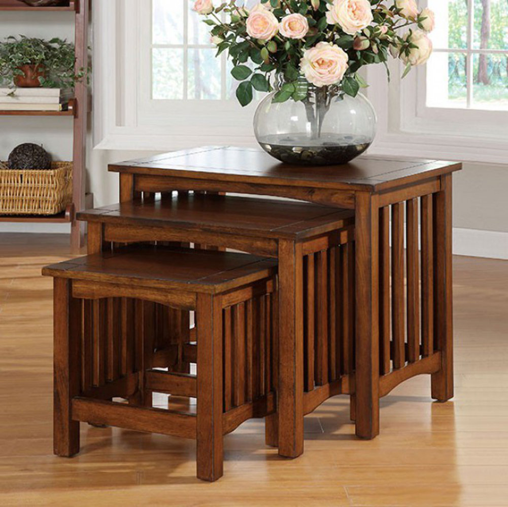 Valencia I Cottage Valencia 3 Nesting Table, Oak Finish - Craftsman ...