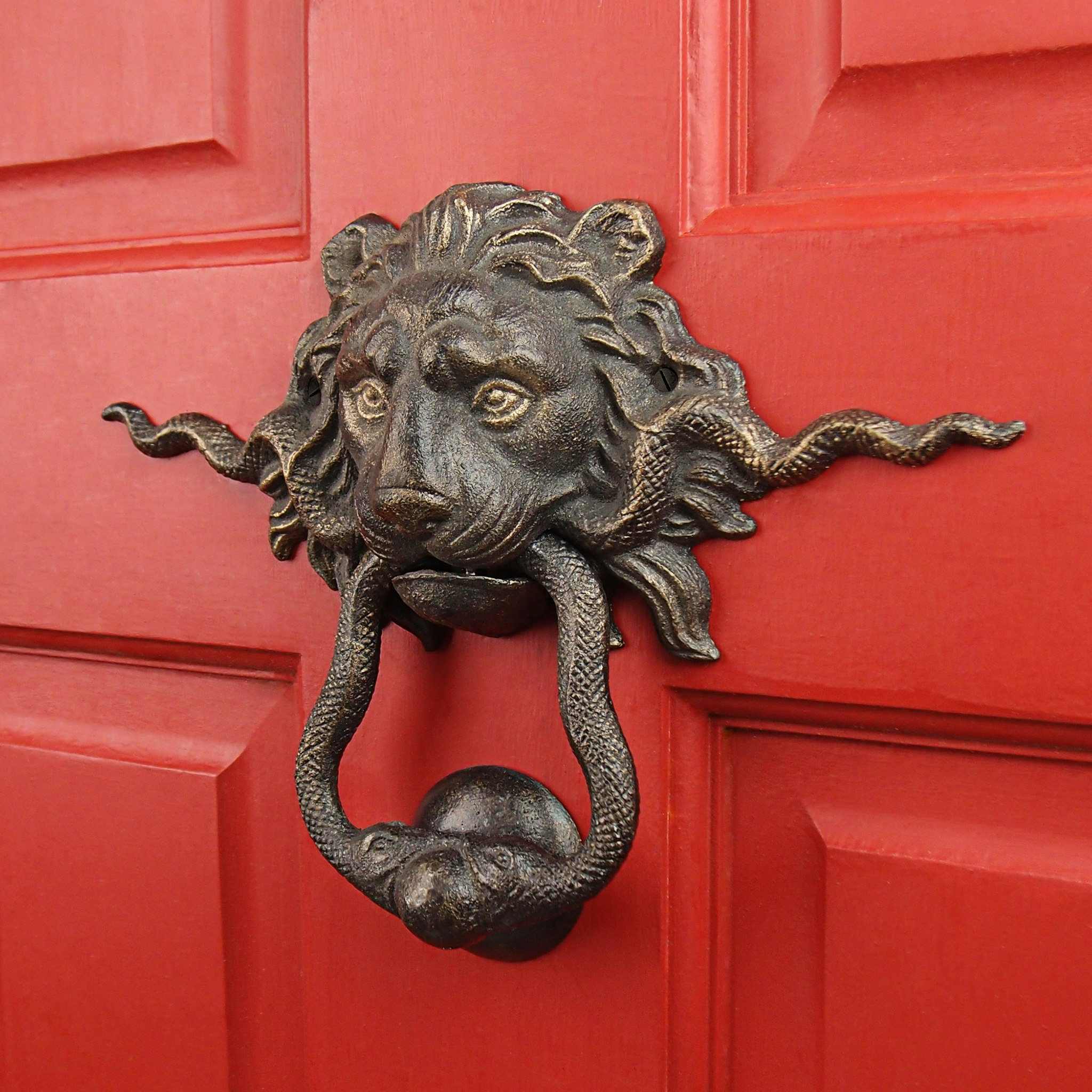 Lion and The Snake Iron Door Knocker - Asian - Door Knockers - by ...