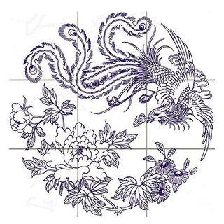 Tile Mural Chinese Patterns phoenix bird Backsplash, Four Inch Marble ...