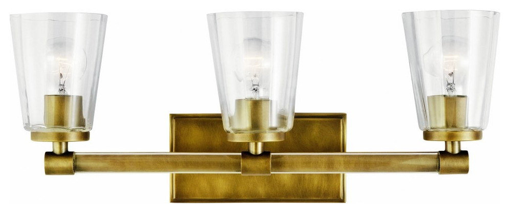 3 Light Bathroom Light Fixture, Transitional Style, 9.5"Hx23.75 ...
