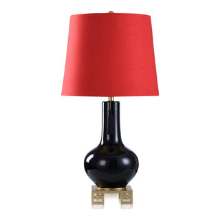 Dann Foley Lifestyle Glass and Metal Table Lamp Black and Gold, Red ...