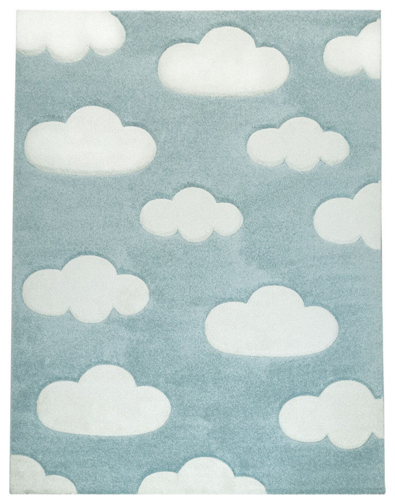 Kids Rug With Charming Clouds, 5'3"x7'7" - Contemporary - Kids Rugs ...