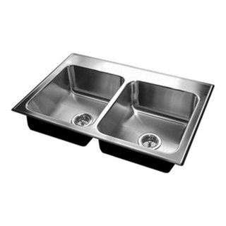 Double Compartment Sink, Ledgeback, 28" L, 28"x22"x7.5" - Contemporary ...