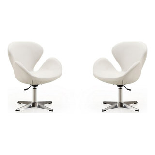 Raspberry Faux Leather 2 Pc. Modern Adjustable Height Accent Chair in ...