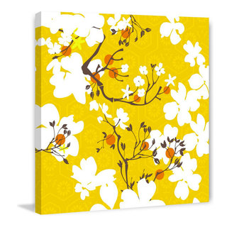 "Mandarin Flora" Painting Print on Canvas by Evelia, 18"x18" - Asian ...