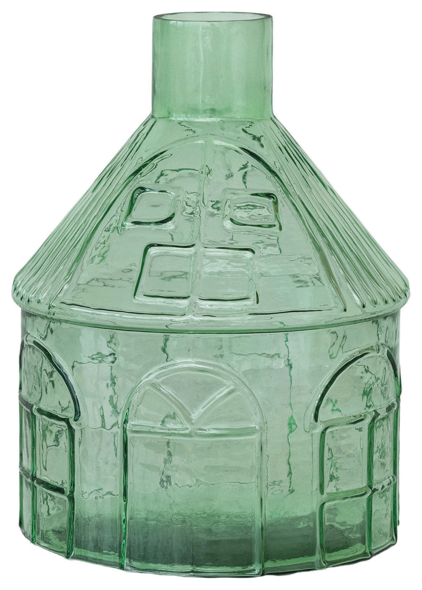 Glass House-Shaped Vase, Green - Contemporary - Vases - by Olive Grove ...