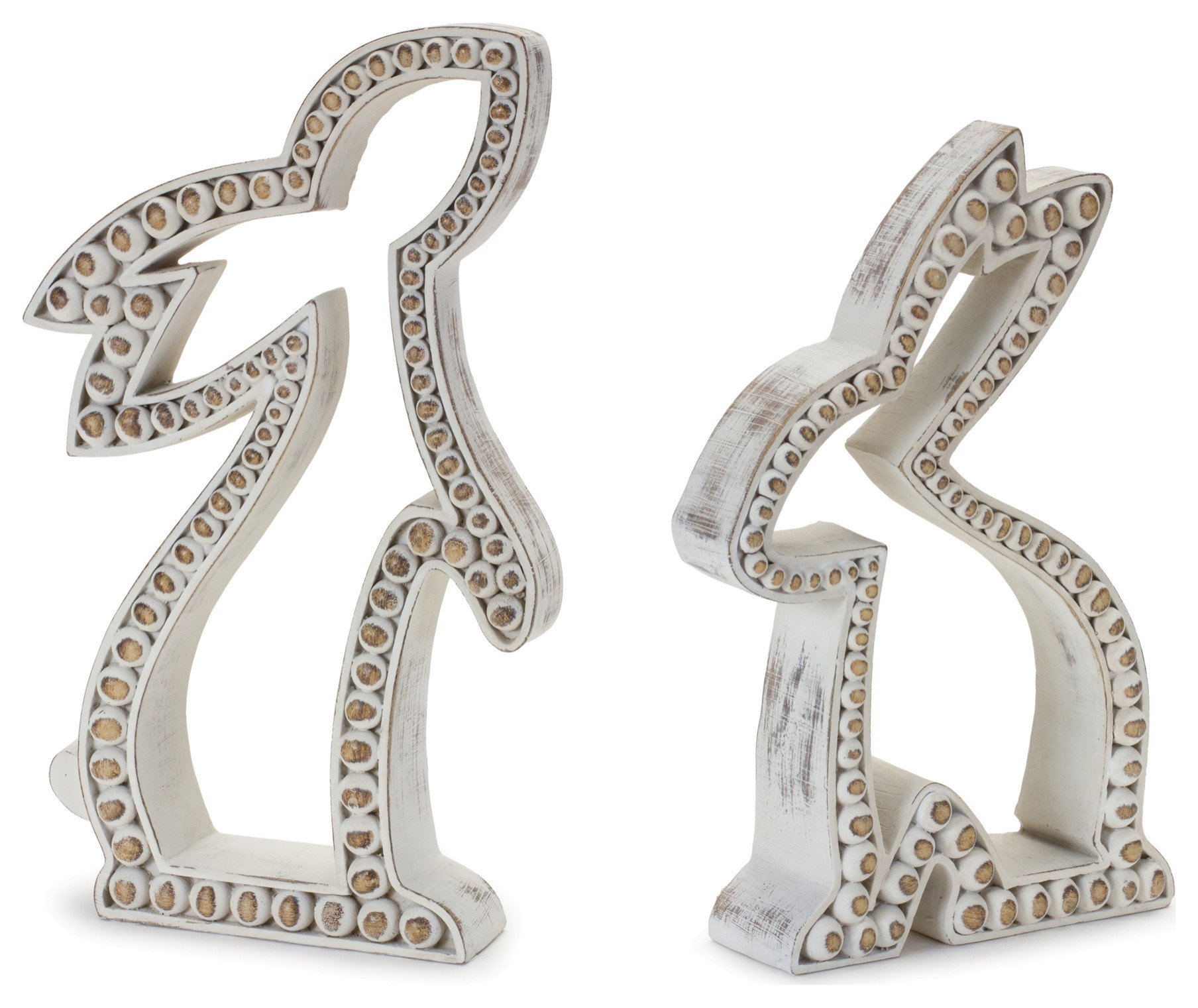 Beaded Rabbit Outline Decor, 2-Piece Set - Farmhouse - Decorative ...