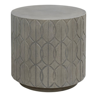 Trellis Concrete Made Round Outdoor End Table - Industrial - Outdoor ...
