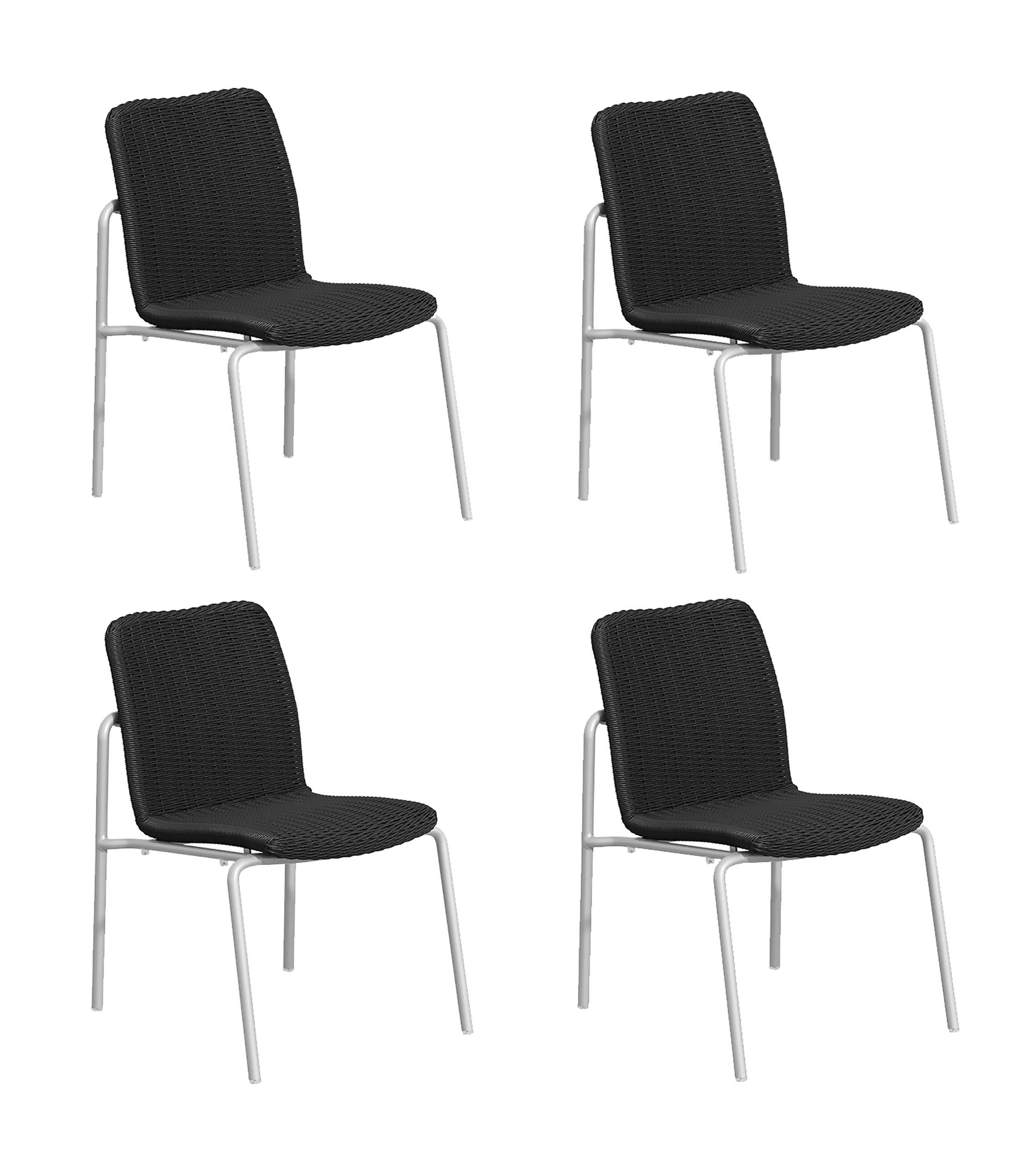 Orso Side Chair, Shadow Resin Wicker, Flint Powder Coated Aluminum, Set ...