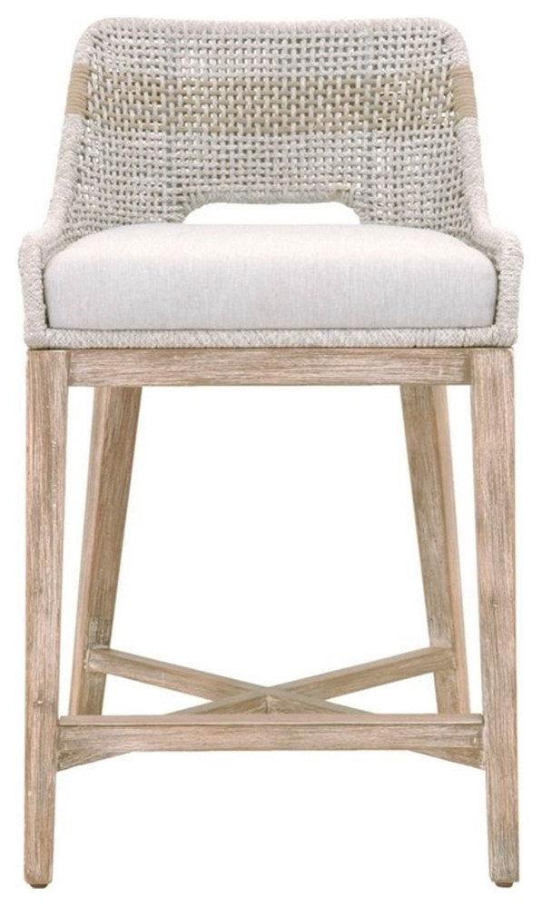 Home Square Transitional Beige 2 Piece Flat Rope Wood Frame Counter ...